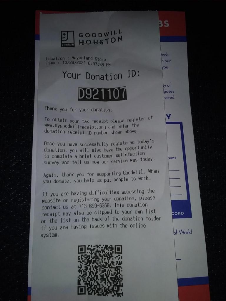 Goodwill Charity Receipt » Dorcas Martin's Timeline Photos » Savior Connect