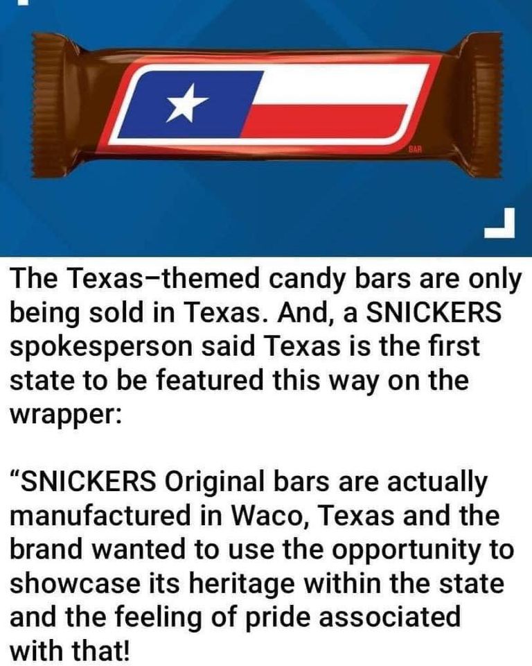 Texas Snickers Candy Bar » Diane Dunn's Timeline Photos » Savior Connect