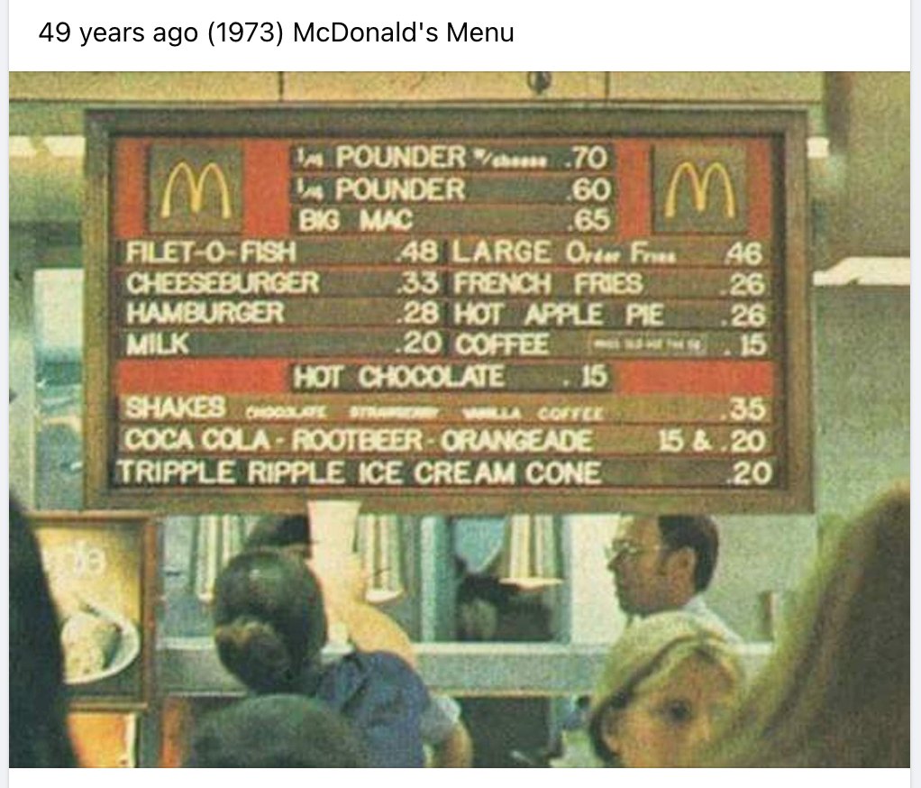 Mcdonalds Menu 49 Years Ago Elizabeth Thompson S Timeline Photos